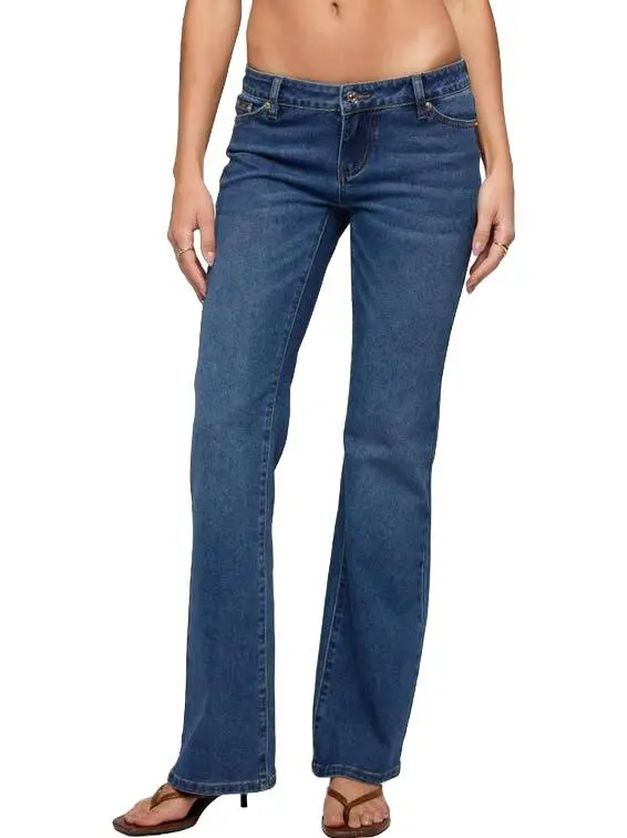 EDIKTED Low Rise Bootcut Jeans - Blue