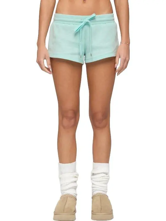 EDIKTED Waffle Knit Drawstring Shorts - Aqua