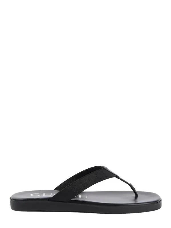 Gucci Logo Canvas And Leather Thong Sandals - Black