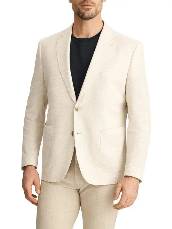 34 Heritage Matteo Slim Fit Linen & Cotton Blend Piqué Sport Coat - Beige