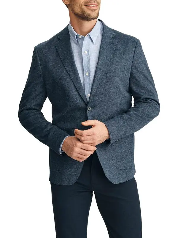 34 Heritage Matteo Slim Fit Mélange Cotton & Linen Piqué Sport Coat - Navy