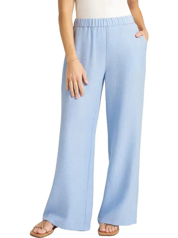 Matty M. Sadie Wide Leg Pull-on Pants - Chambray