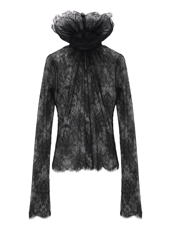 Alexander McQueen Floral Lace Top - Black