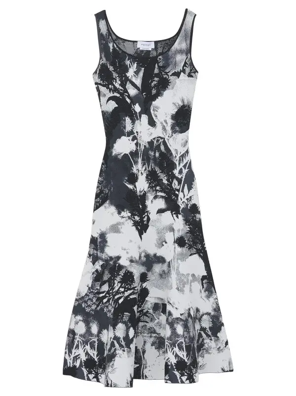Alexander McQueen Floral Jacquard Midi Dress - Ivory/black
