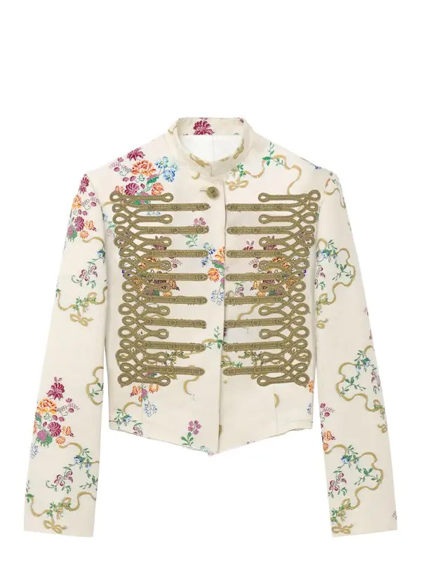 Alexander McQueen Floral Fil Coupé Jacket With Frogging Embroidery - Multicolor