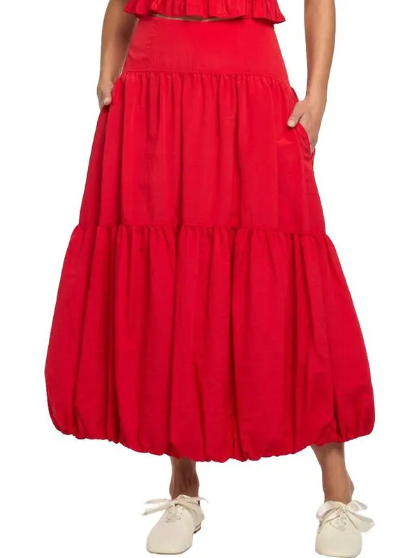 Cinq À Sept Blythe Tiered Maxi Skirt - Goji Berry