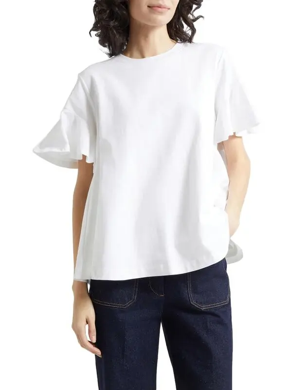 Cinq À Sept Jane Ruffle-sleeve T-shirt - White