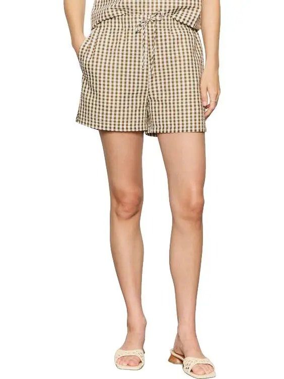 Sanctuary Gingham Seersucker Shorts - Timber Green/white