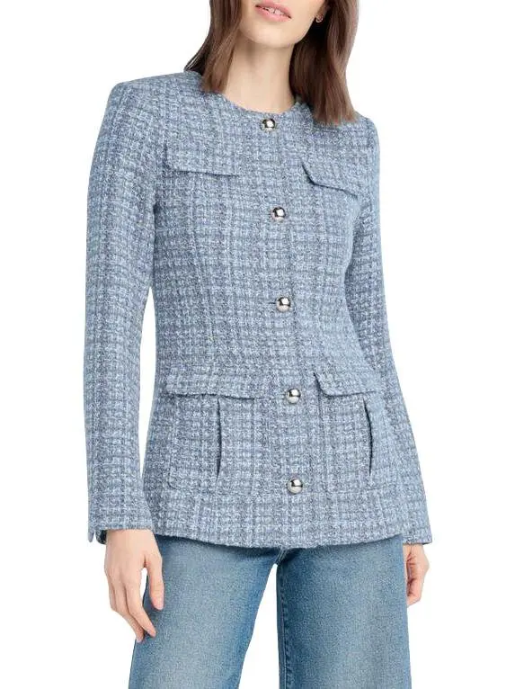 FAVORITE DAUGHTER Spencer Tweed Jacket - Sky Blue Tweed