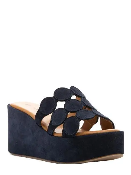 275 CENTRAL Shammy Platform Wedge Slide Sandal - Navy Blue