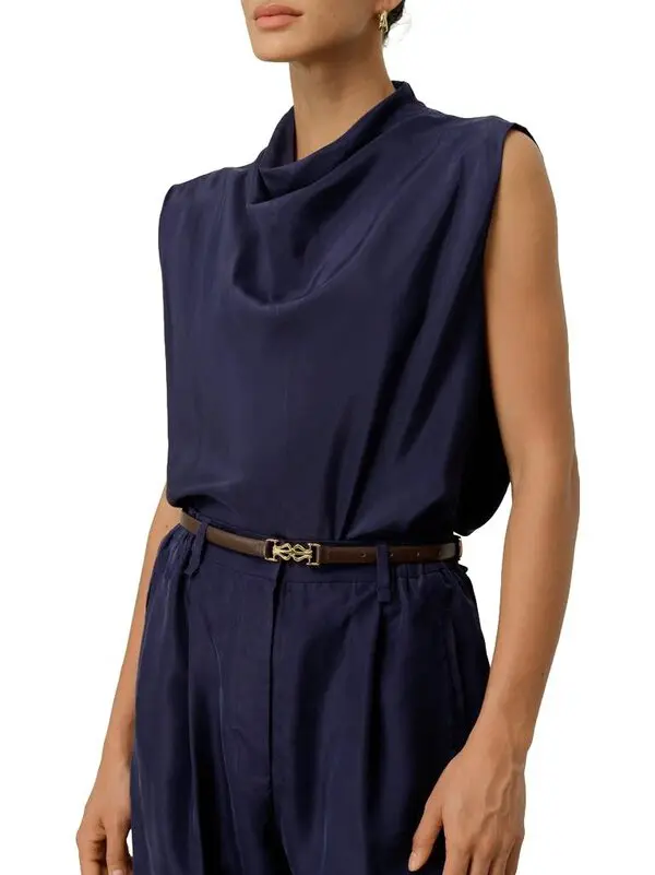 Lilysilk Silk Habotai Sleeveless Top - Blueberry