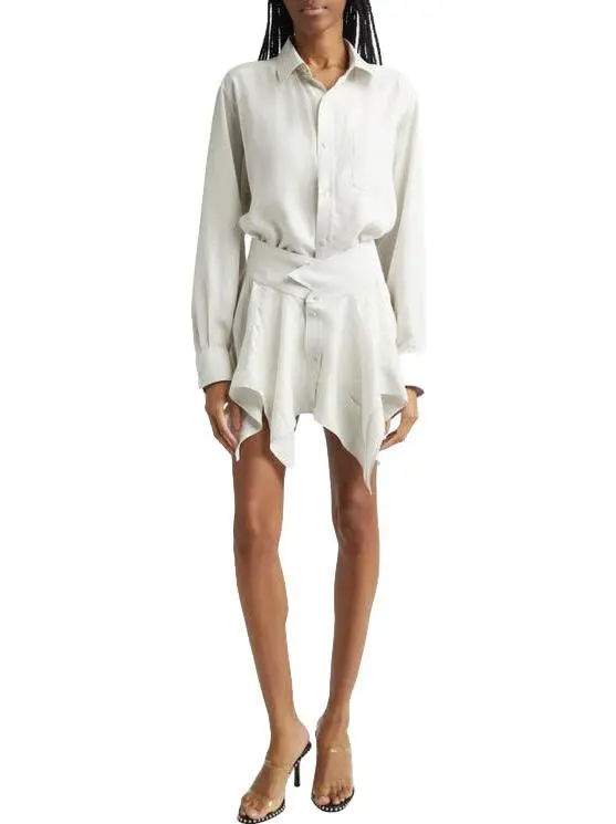 Alexander Wang Long Sleeve Silk Shirtdress - Ash White