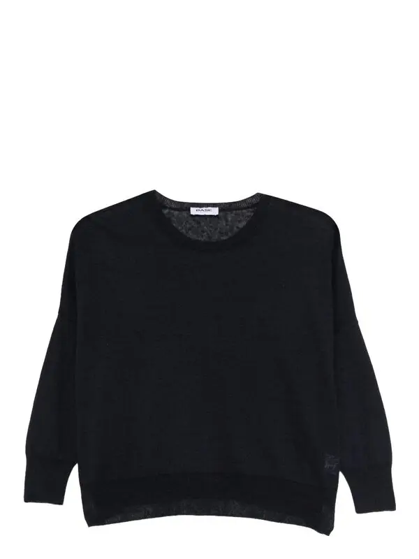 BASE Linen And Cotton Blend Sweater - Blue