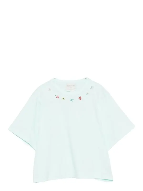 FORTE_FORTE Embroidered Cotton T-shirt - Sky Blue