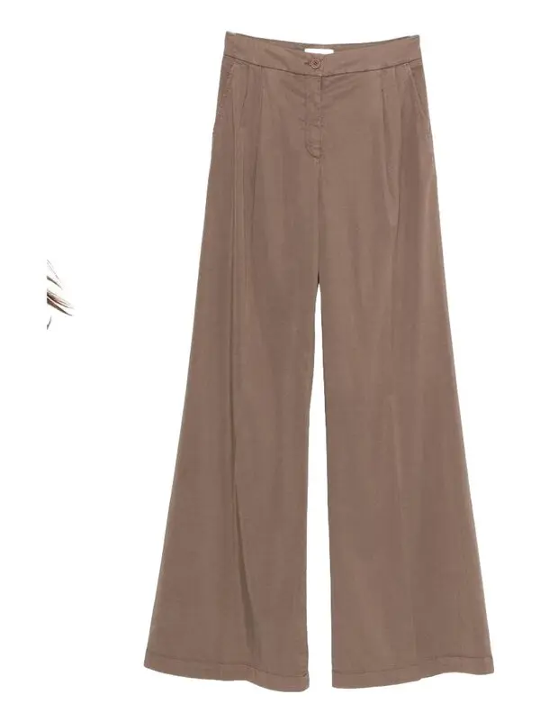 VIA MASINI 80 Linen Blend Trousers - Brown