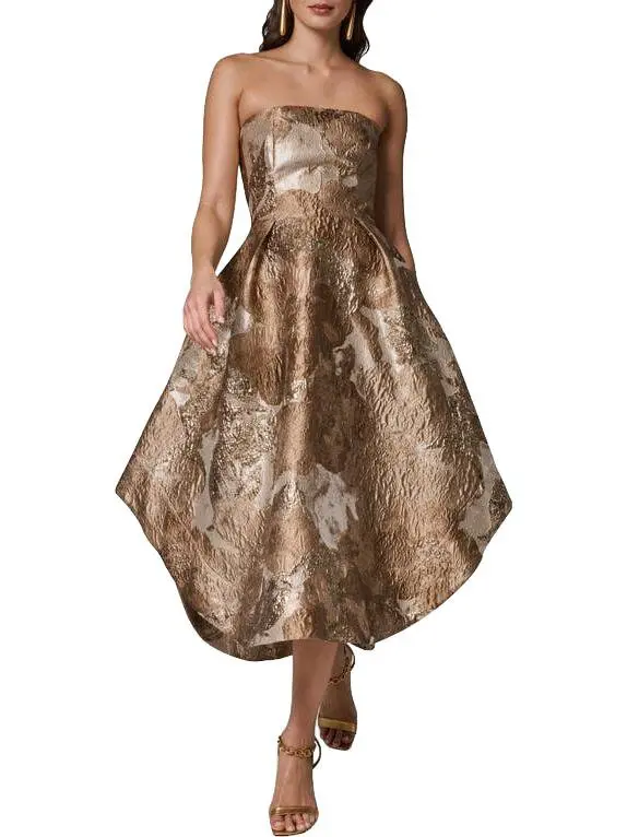 Donna Karan New York Metallic Jacquard Strapless Gown - Umbria Multi