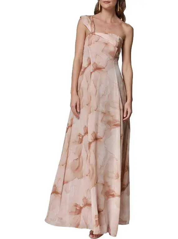 Donna Karan New York Floral Print Asymmetric Gown - Umbria Mul