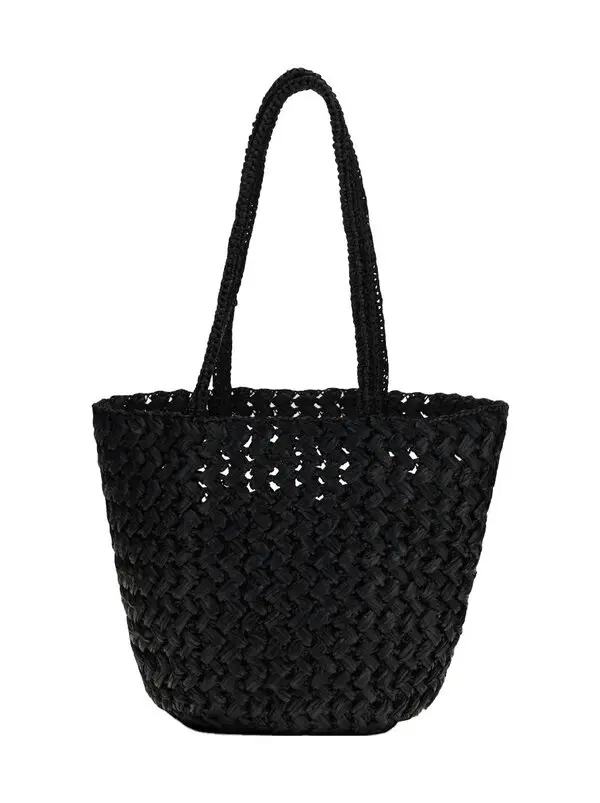 THE ROW Estelle Two Raffia Tote - Black
