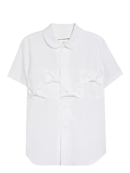 Comme Des Garçons Bow Detail Cotton Broadcloth Button-up Shirt - White