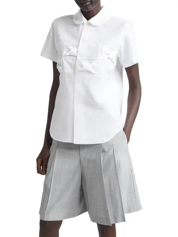 Comme Des Garçons Bow Detail Cotton Broadcloth Button-up Shirt - White