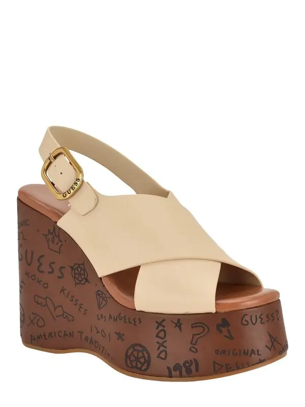Guess Yarisel Platform Wedge Sandal - Ivory