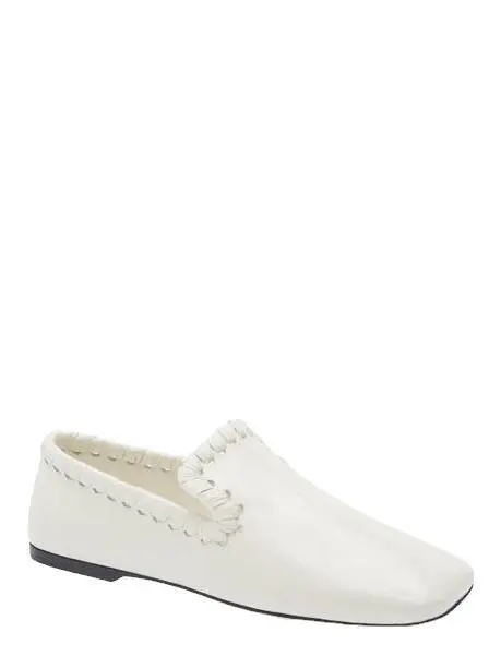 Bottega Veneta Sabato Square-toe Slipper Loafer - Alabaster