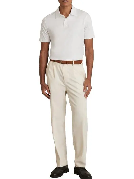 REISS Earl Solid Cotton Polo - White