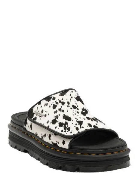 Dr. Martens Zebzag Calf Hair Slide Sandal - Cream And Black