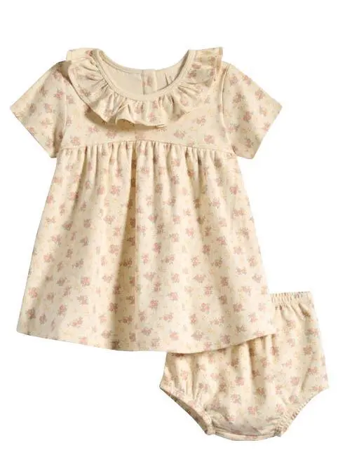 QUINCY MAE Cotton Jersey Ruffle Dress And Bloomers Set - Ivory