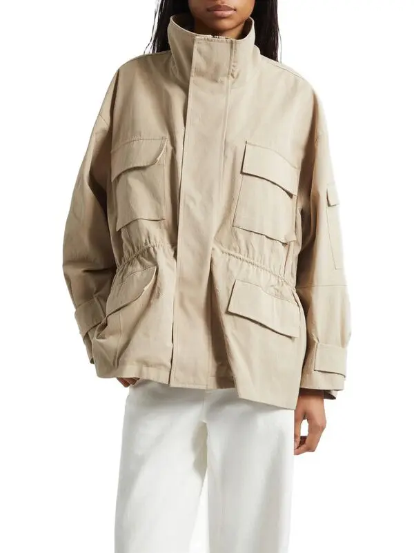 Plan C Crinkle Twill Utility Jacket - Sand