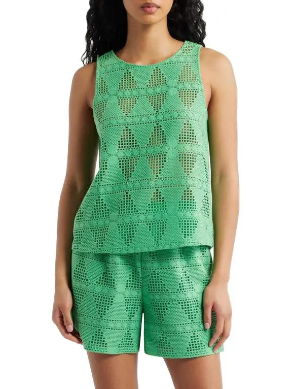 ICHI Open Stitch Sleeveless Top - Greenbriar