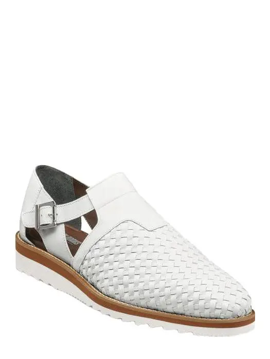 STACY ADAMS Leather Loafer With Woven Construction - White