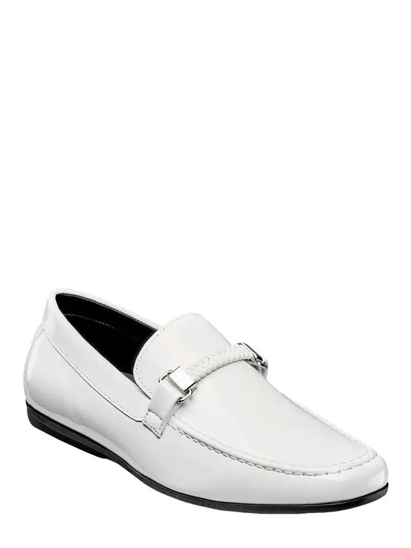 STACY ADAMS Sheridan Moc Toe Loafer - White Patent