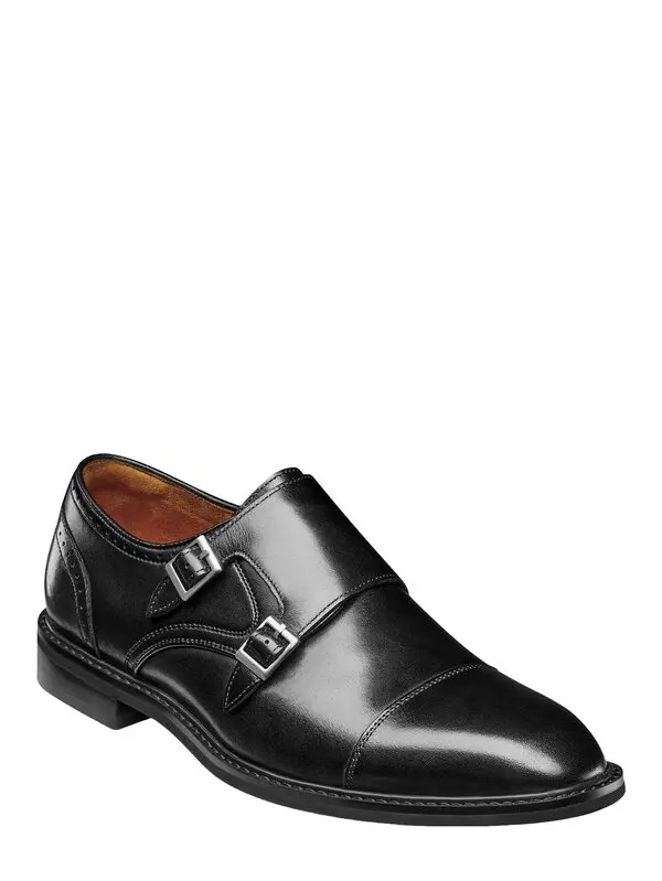 STACY ADAMS Boswell Double Monk Strap Shoe - Black
