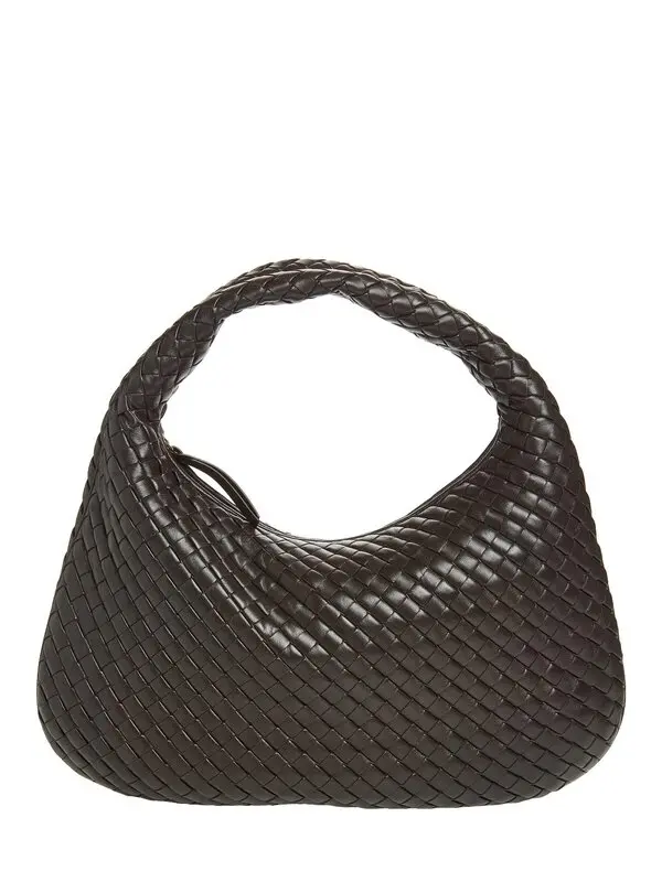 Bottega Veneta Intrecciato Leather Shoulder Bag - 2009 Espresso-m Brass