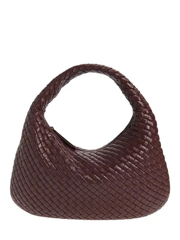Bottega Veneta Intrecciato Leather Shoulder Bag - 6147 Deep Mahogany-mb