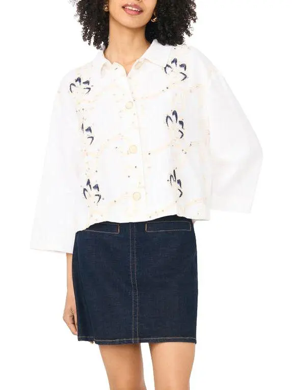 Vince Camuto Sequin Embroidered Shirt - New Ivory