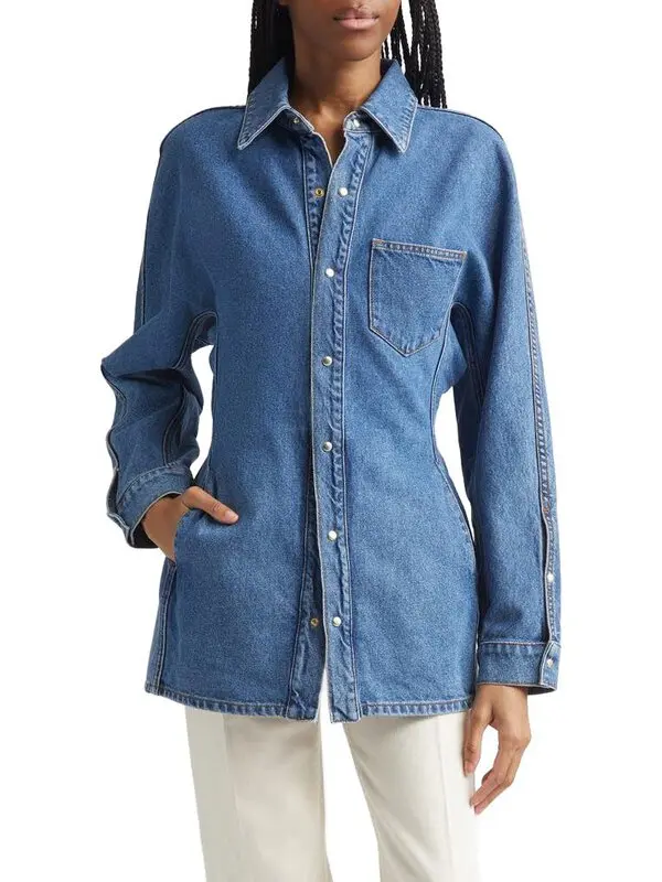 Ossou Cinch Denim Shirt Jacket - Horizon Wash