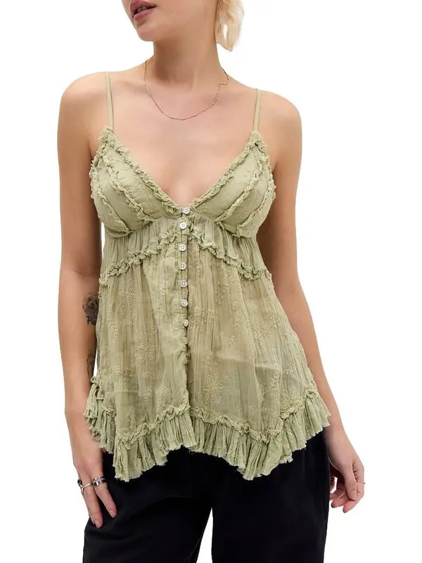 BDG URBAN OUTFITTERS Clara Embroidered Camisole - Khaki