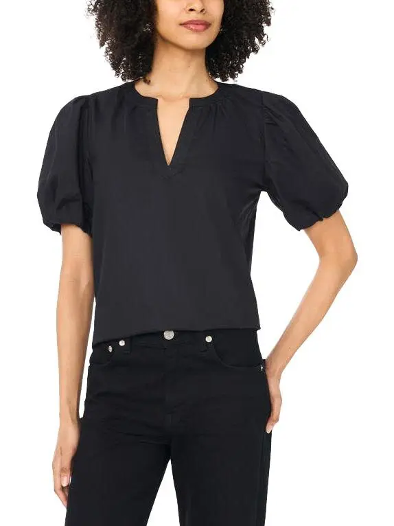 Vince Camuto Organdy Puff Sleeve Top - Rich Black