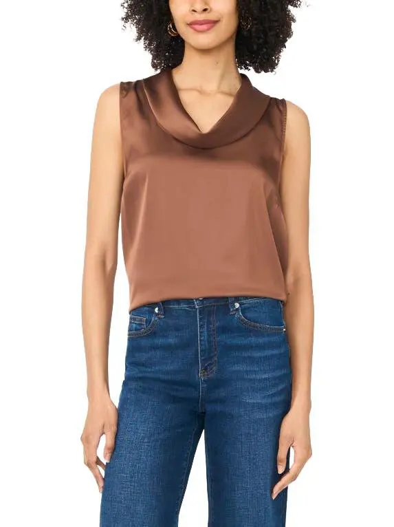 Vince Camuto Sleeveless Cowl Neck Top - Cocoa