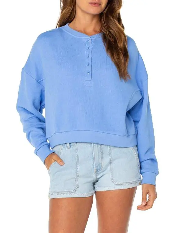 Roxy Overcast Relaxed Fit Crop Cotton Henley - Cornflower