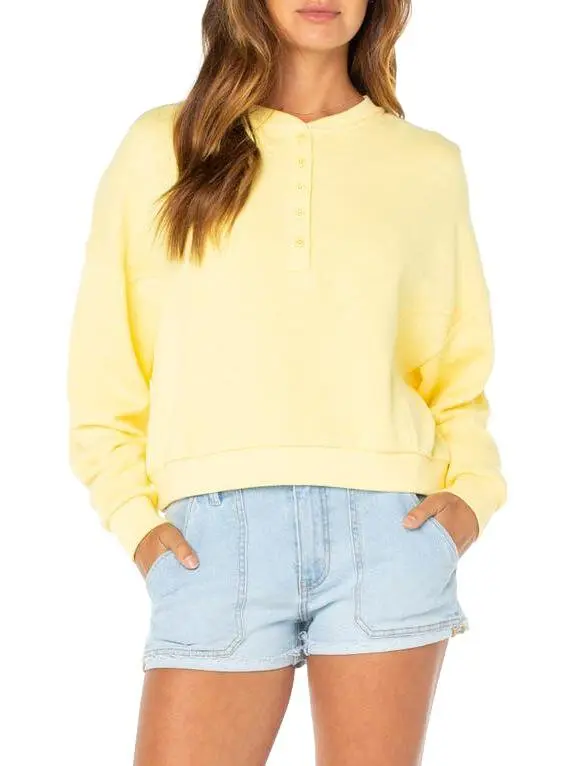 Roxy Overcast Relaxed Fit Crop Cotton Henley - Popcorn