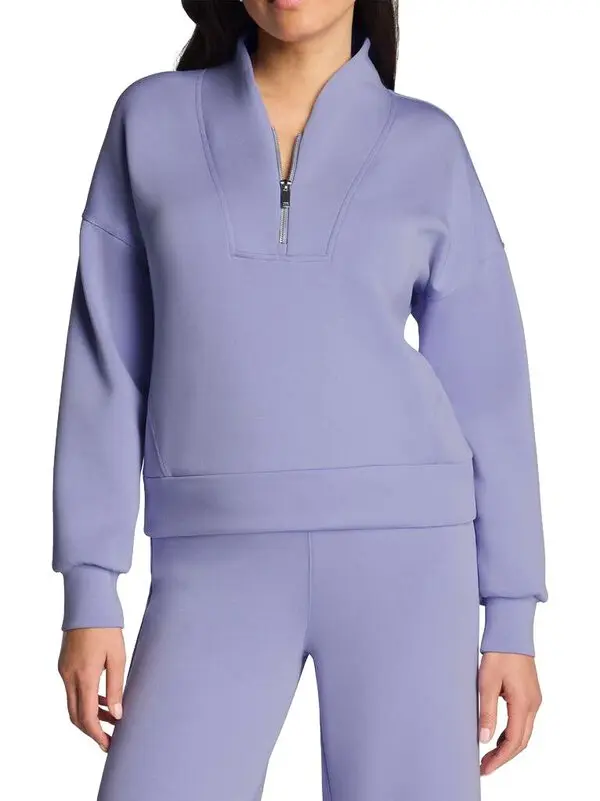 Spanx Airessentials Shawl Collar Quarter Zip Sweatshirt - Anemone
