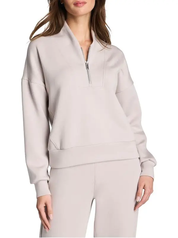 Spanx Airessentials Shawl Collar Quarter Zip Sweatshirt - French Grey