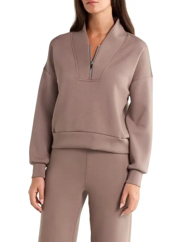 Spanx Airessentials Shawl Collar Quarter Zip Sweatshirt - Ironstone