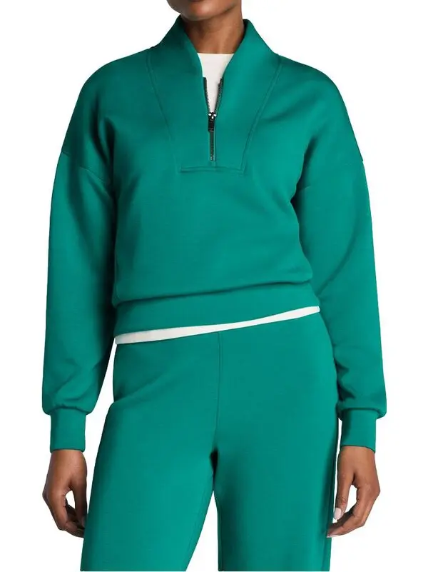 Spanx Airessentials Shawl Collar Quarter Zip Sweatshirt - Jade