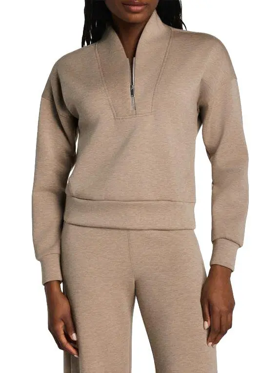 Spanx Airessentials Shawl Collar Half Zip Pullover - Dune Heather