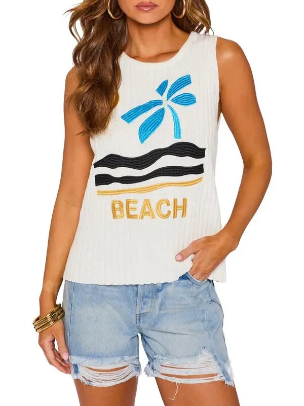 VICI Beach Bound Sleeveless Sweater - Cream