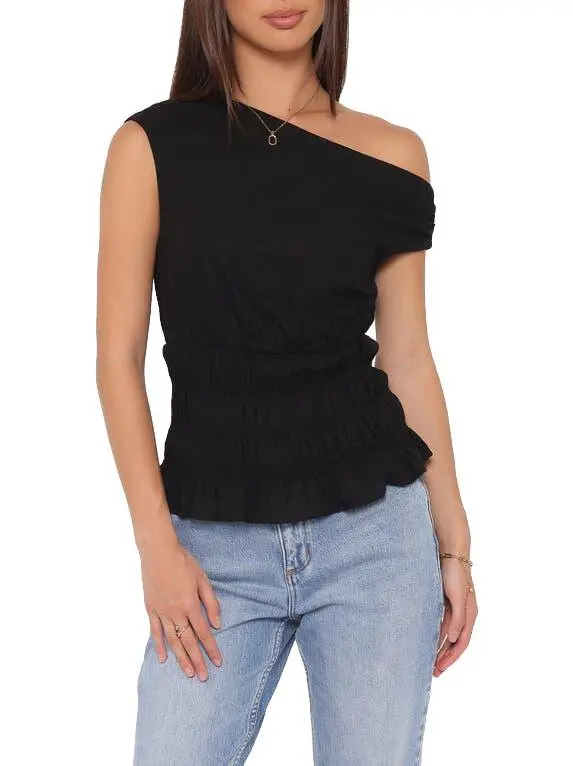 PETAL & PUP One-shoulder Top - Black